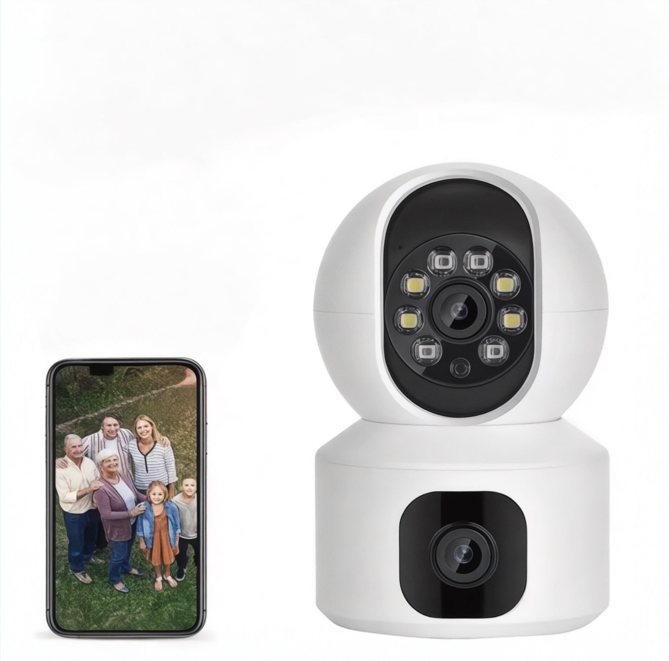Dual‑Lens 4MP PTZ WiFi Security Camera – Auto-Tracking, Two‑Way Audio,
